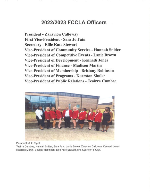 2022/2023 FCCLA Officers | Seminole County Middle High School